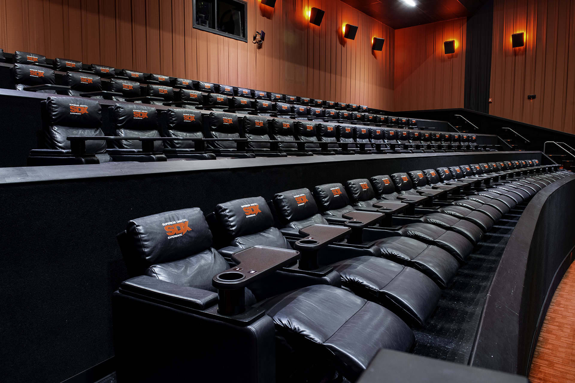 ShowBiz Cinemas with ZG4 Spectrum Recliners, swivel food tables ...