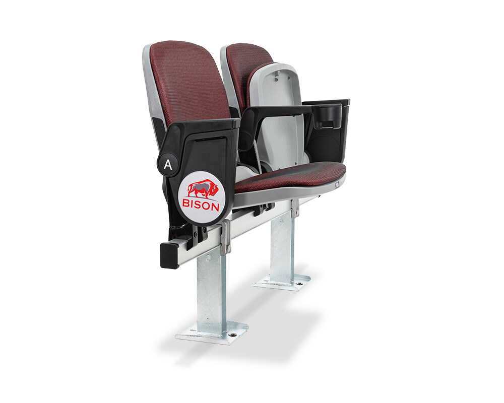 Padded and upholstered Centura CT302 rail-mount seating for arenas…